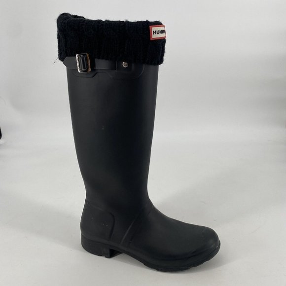 Hunter | Shoes | Hunter Boots Womens Black Matte Socks Tall Rain Winter ...